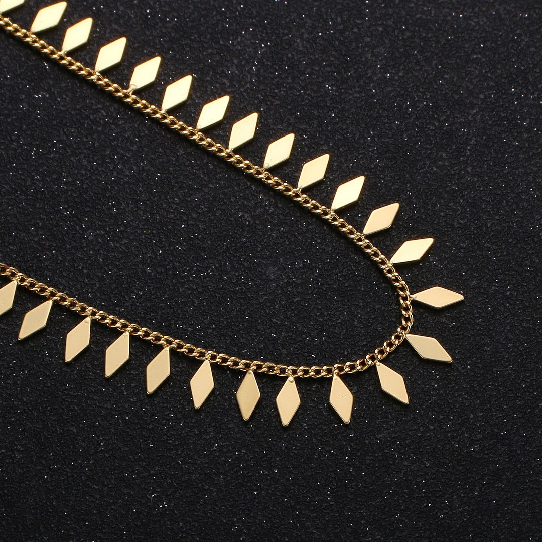 Diamond Shape Charm 24K Gold Chain by Yard Rhombus Charm - Etsy