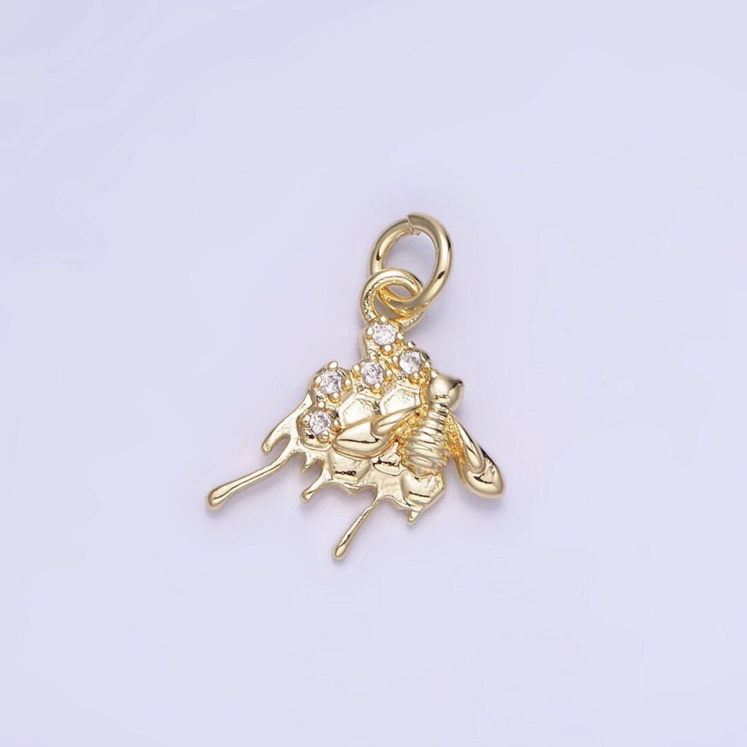 14k Gold Filled Bee Pendant Charm, Insect Bug Pendant Charm Tiny Animal ...