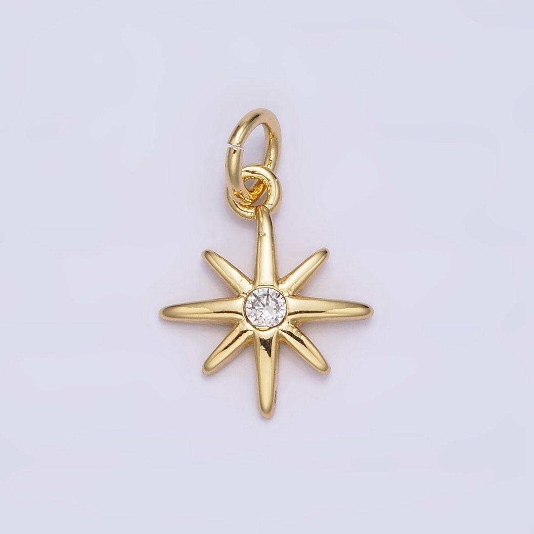 Mini Gold North Star Charms Tiny Cz Charm for Necklace Earring Bracelet ...