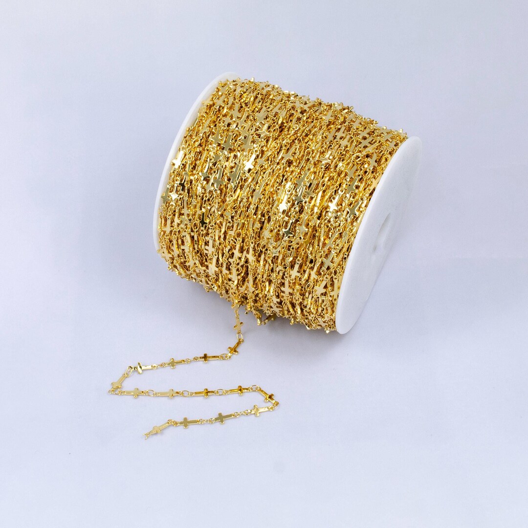 Dainty Gold Sideway Cross Link Chain by Yard 5 X 1.1mm Links | Roll ...