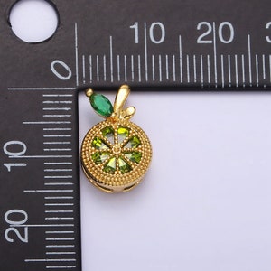 Dainty Gold Filled Lemon Charms Green Cubic Zirconia Fruit Orange Food ...