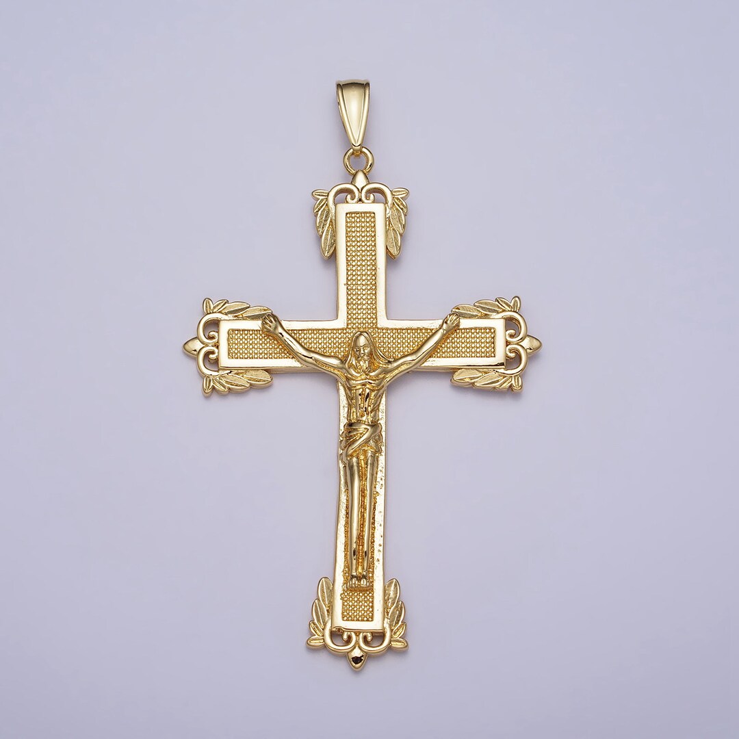Men Gold Crucifix Jesus Body Pendant Statememnt Gold Cross Charm for ...