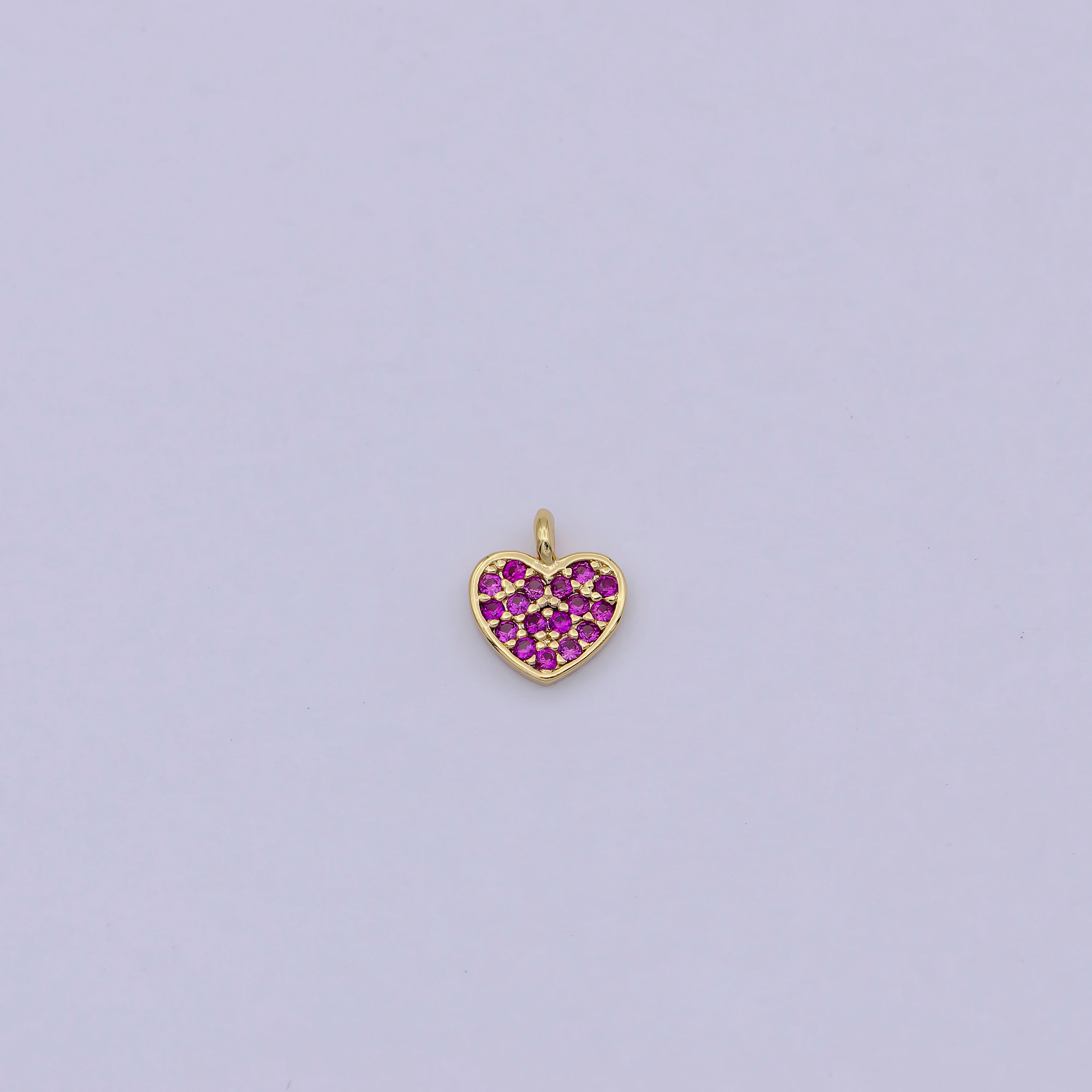 Mini Pink Heart Charm in 14k Gold Filled Fuschia Cz Stone - Etsy