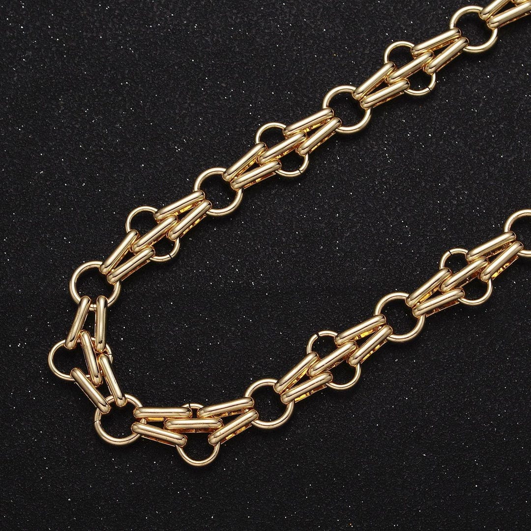 24k Gold Filled Designed Rolo Multiple Oblong Link Unfinished Jewelry ...