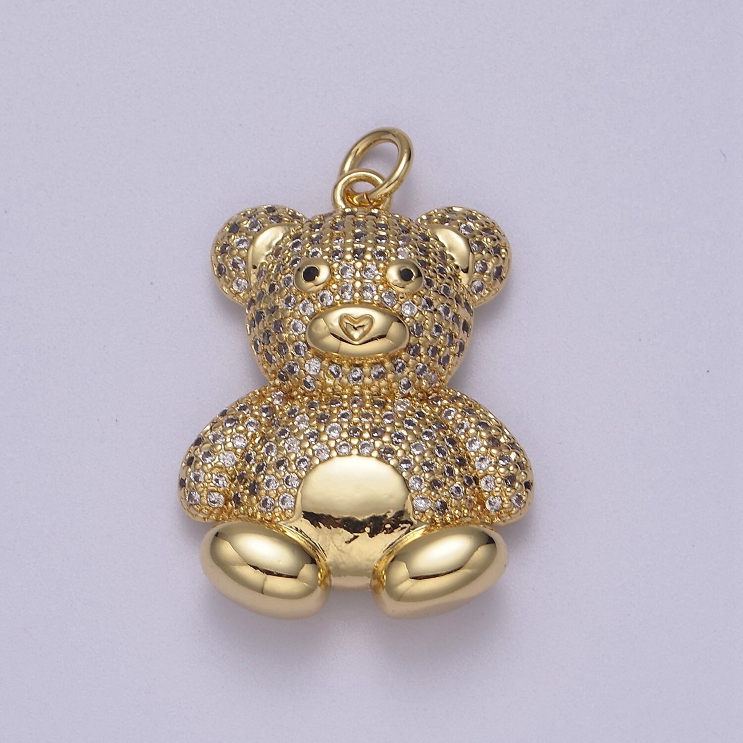 14K Gold Filled Teddy Charm Pendant CZ Teddy Bear Pave | Etsy