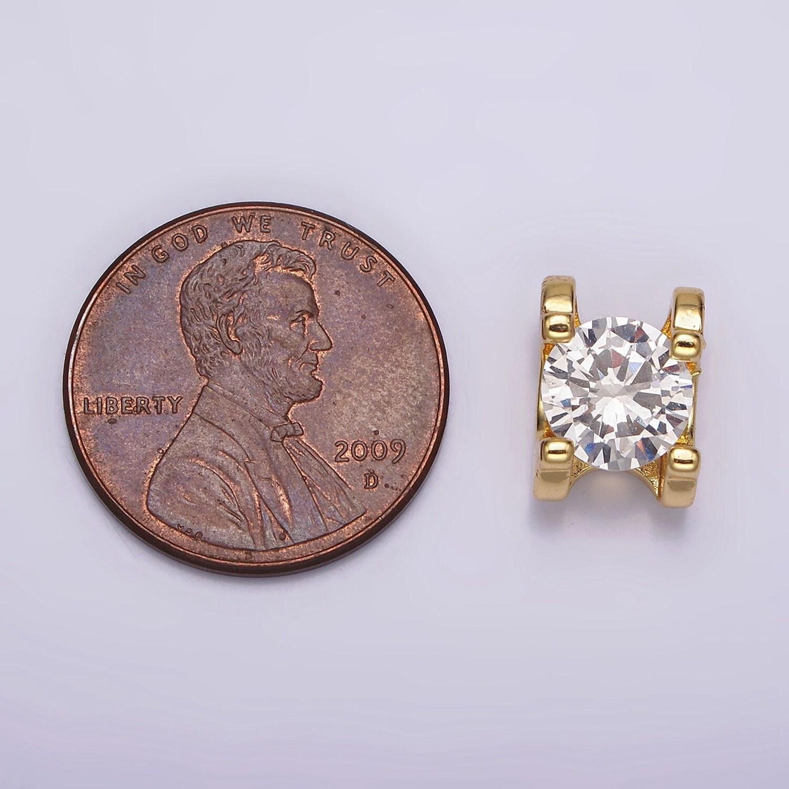 14k Gold Filled 11mm Clear Cz Round Claw Bead | B842 - Etsy