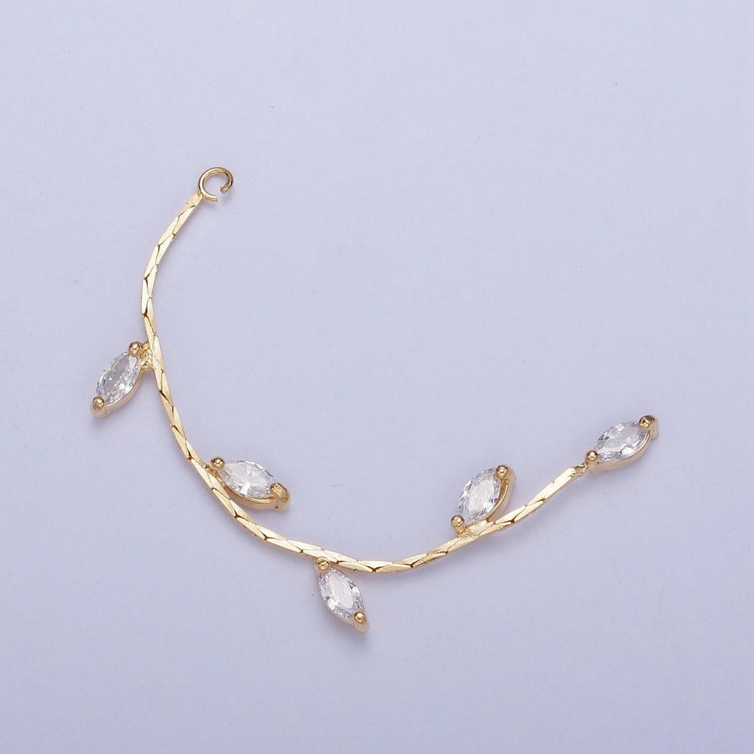 63.5mm Gold Cobra Snake Chain With Marquise Cubic Zirconia With Open ...