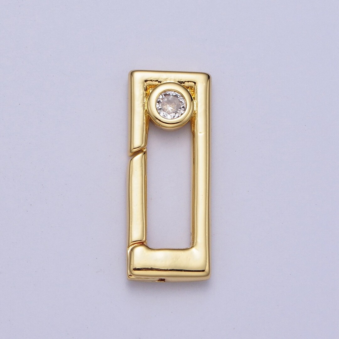 Small Gold Spring Gate Ring, Push Gate Ring 20.3x7.8mm Rectangle Charm ...