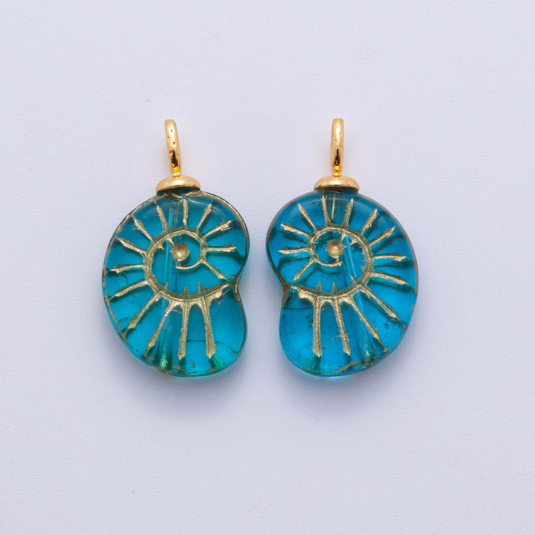 18K Gold Filled Blue Conch Sea Shell Drop Pendant | AF290 - Etsy
