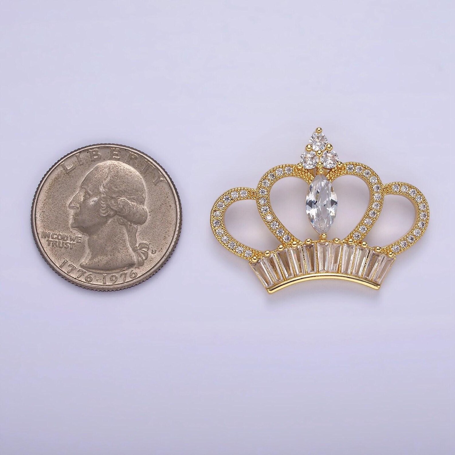 Dainty Golden Princess Crown Charm Cubic Crown Charms, Corona, Gold ...