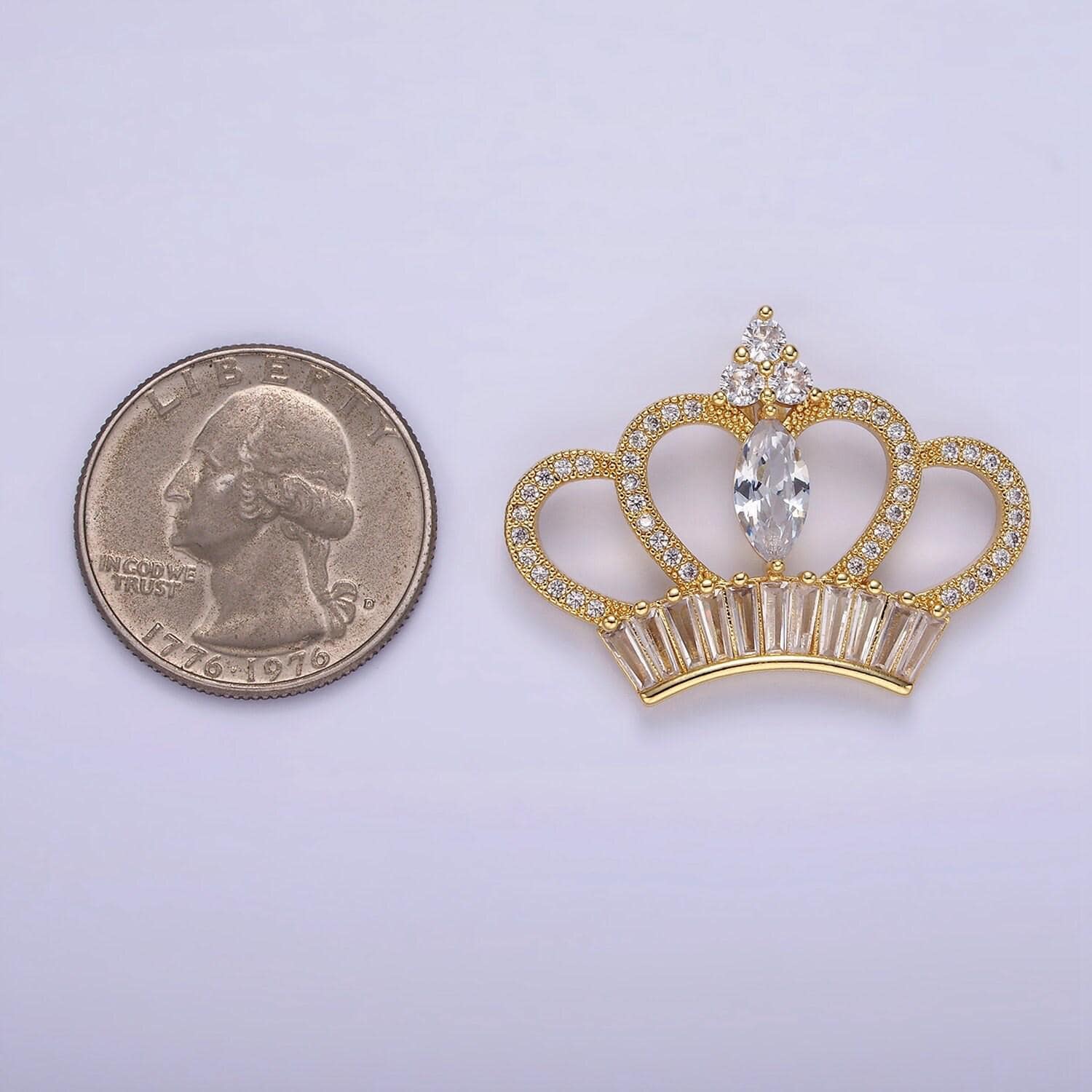 Dainty Golden Princess Crown Charm Cubic Crown Charms, Corona, Gold ...