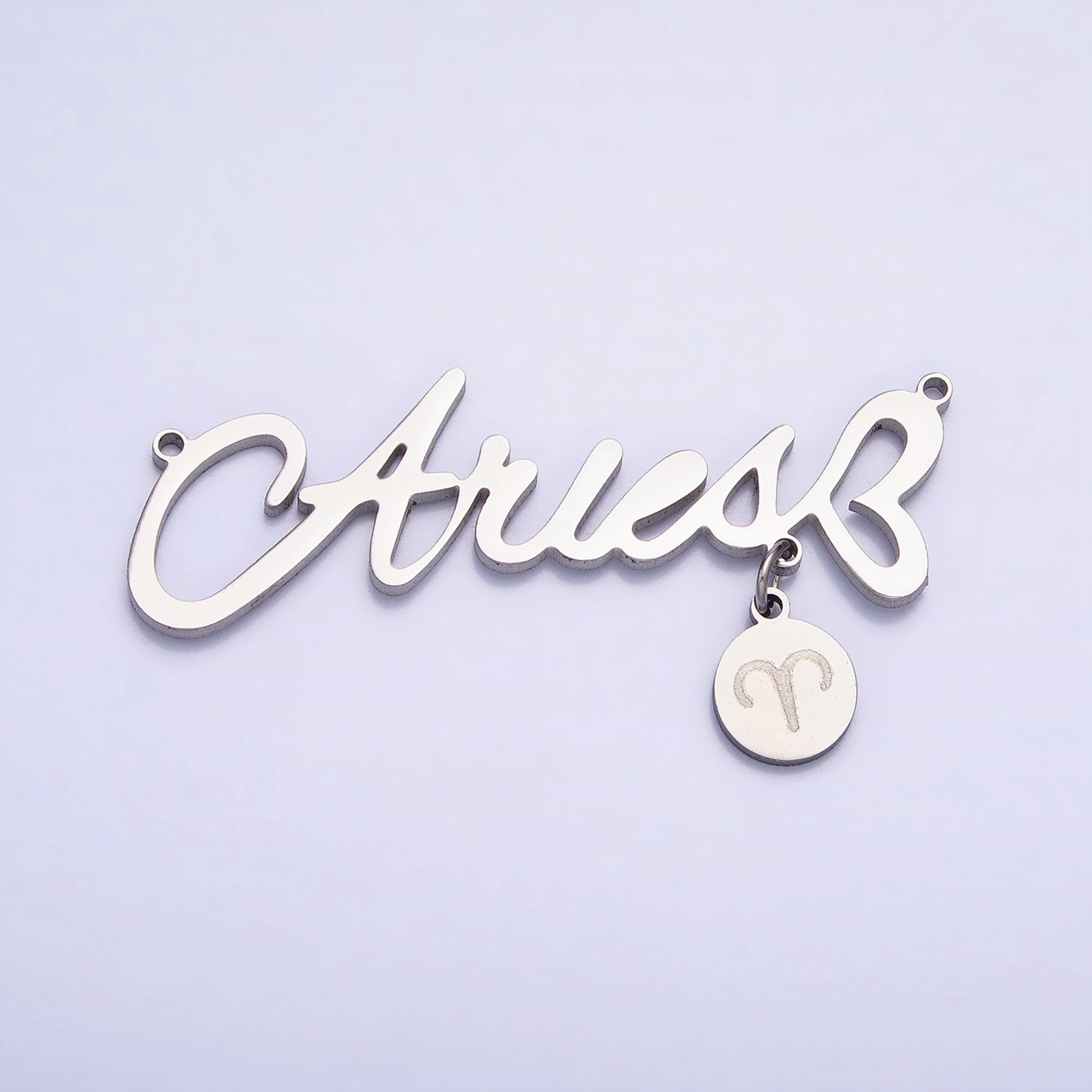 Stainless Steel Cursive Font Zodiac Charms Connector for Necklace ...