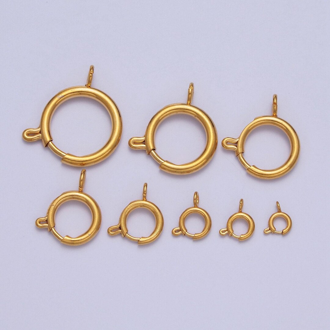 Various Size 14k Gold Round Open Push in Clasp W. Loop Finding Enhancer ...
