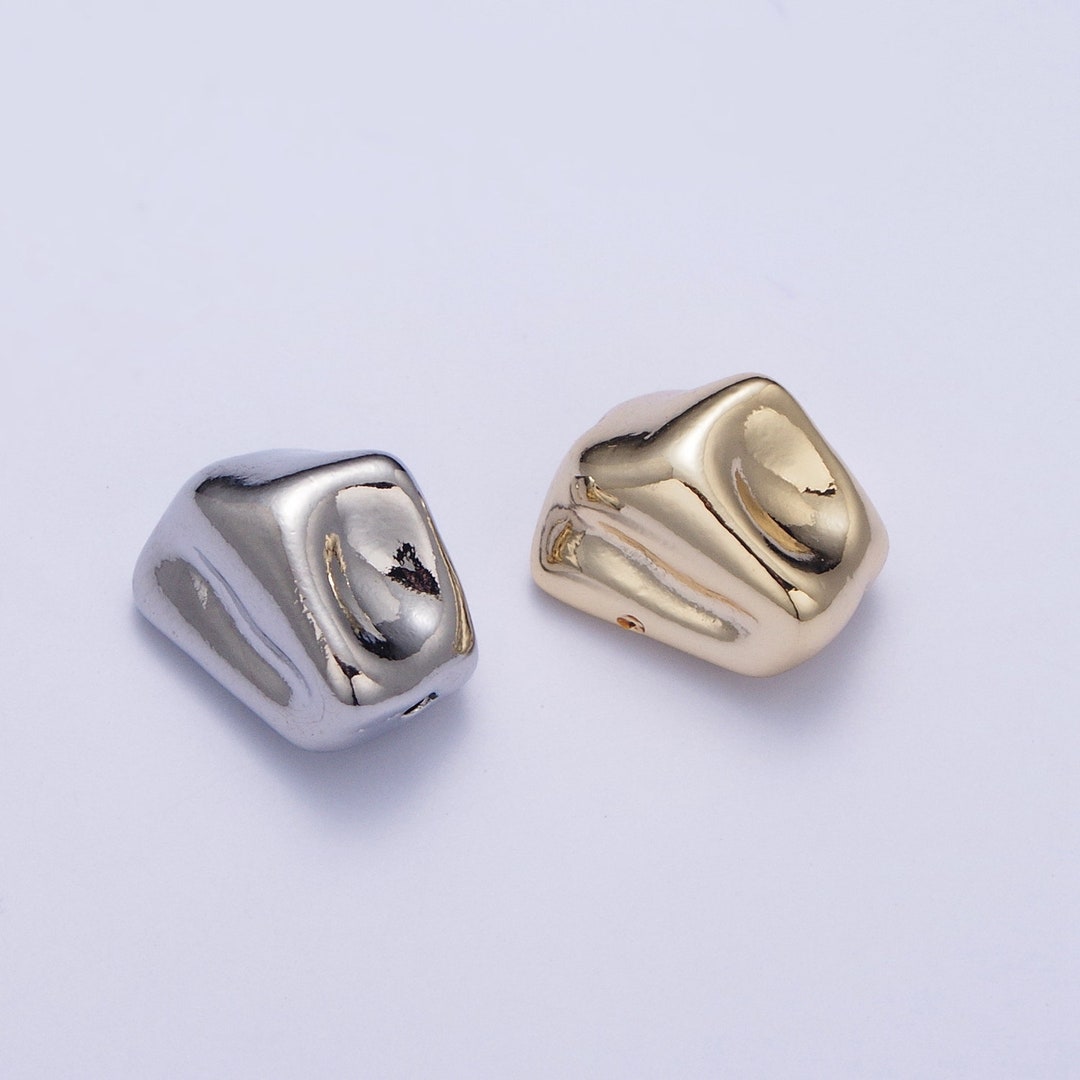 Tiny Abstract Geometric Dented Shape 12.8x9.0mm Bead Spacer, Gold ...