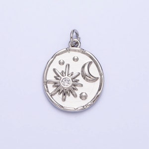 Dainty Gold Sun With Moon in Coin Charm Silver Celestial Jewelry AC755 ...