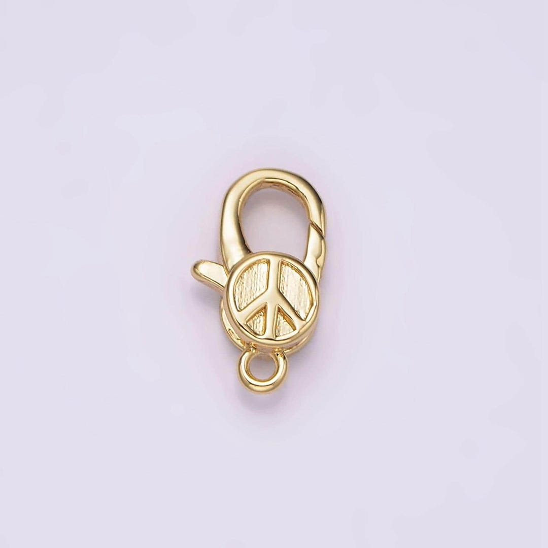 Gold Peace Clasp, Gold Filled Clasp Enhancer Love Peace Sign Lobster ...