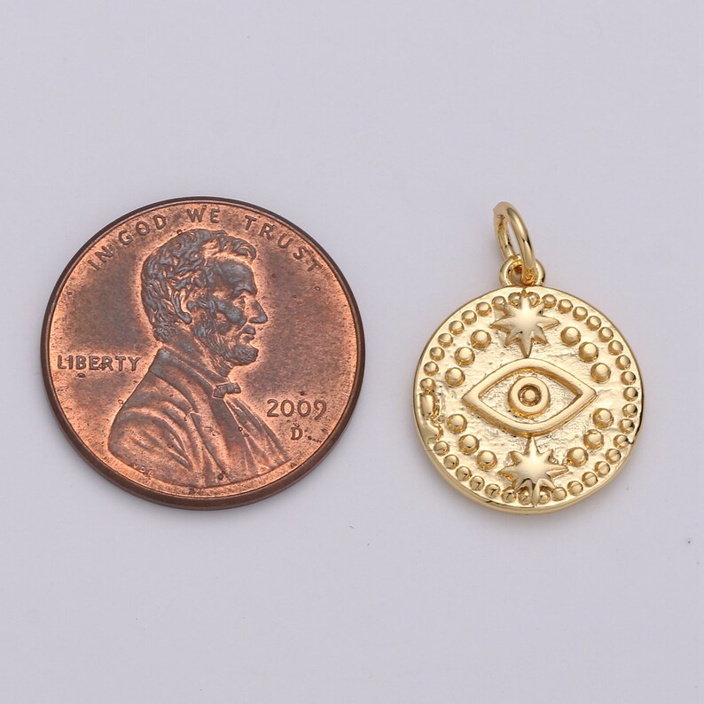 Gold Evil Eye Round Circle Charm Medallion Coin Round - Etsy