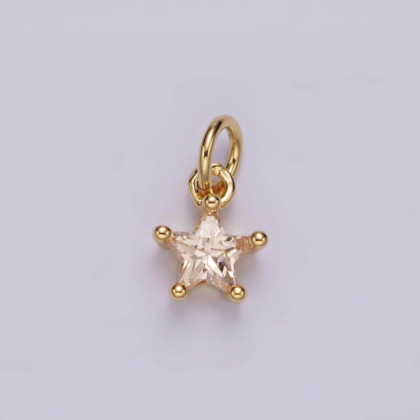 16k Gold Filled 11mm Cz Celestial Star Add-on Charm Mini Star Charm ...