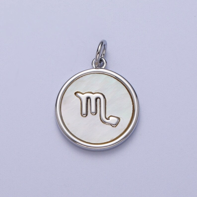 Shell Pearl Silver Zodiac Signs Medallion Pendant White Gold - Etsy