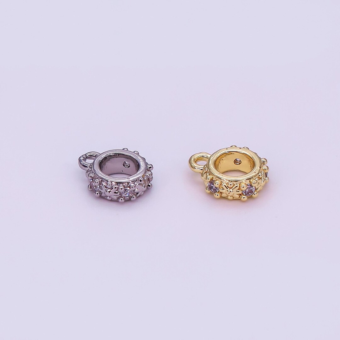 CZ Gold Bail Beads Spacer With Closed Link for Charm Holder Spacer With ...