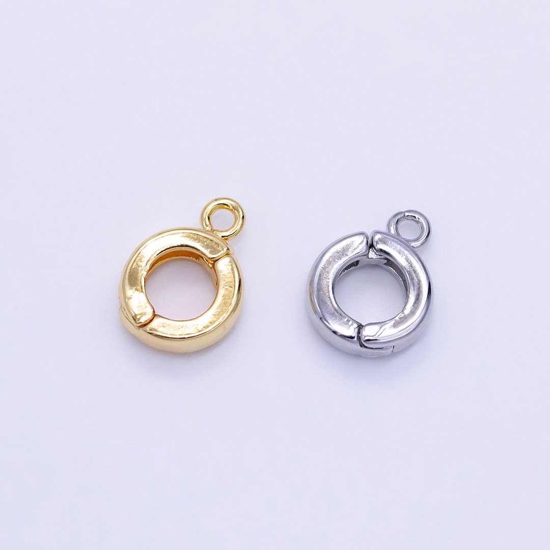 24k Gold Filled Round Snap Interchangeable Charm Holder Jewelry Making ...