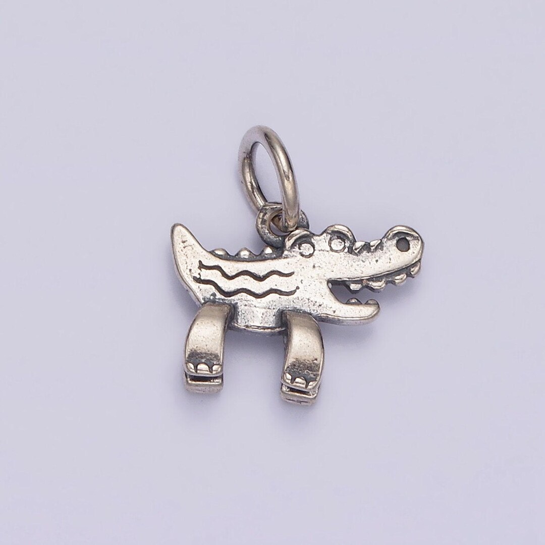 Mini Silver Alligator Charm Sterling Silver Crocodile Pendant Mini ...