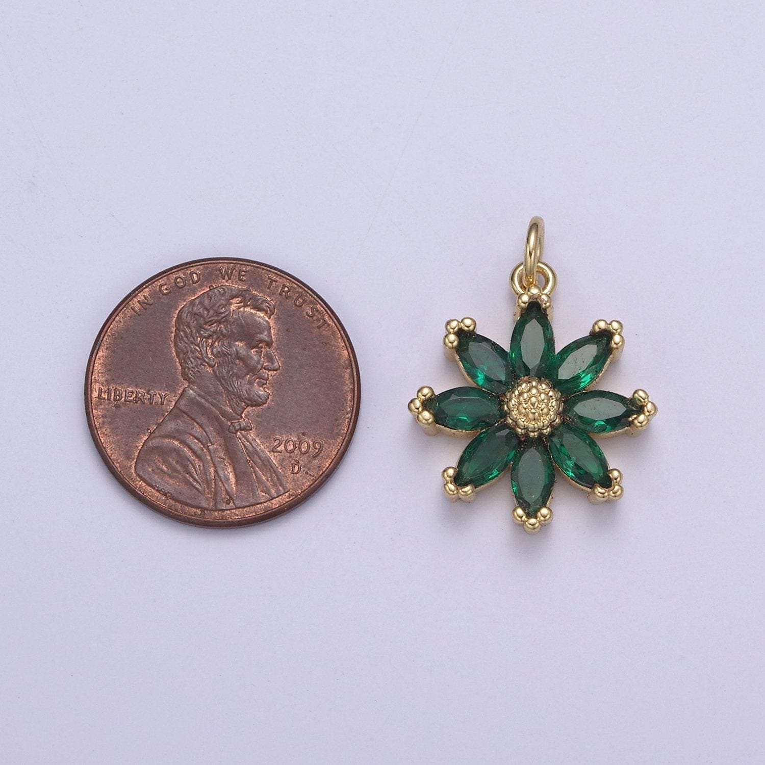 Colorful Cz Crystal Daisy Flower Charm Elegant Minimalist Floral Charm ...