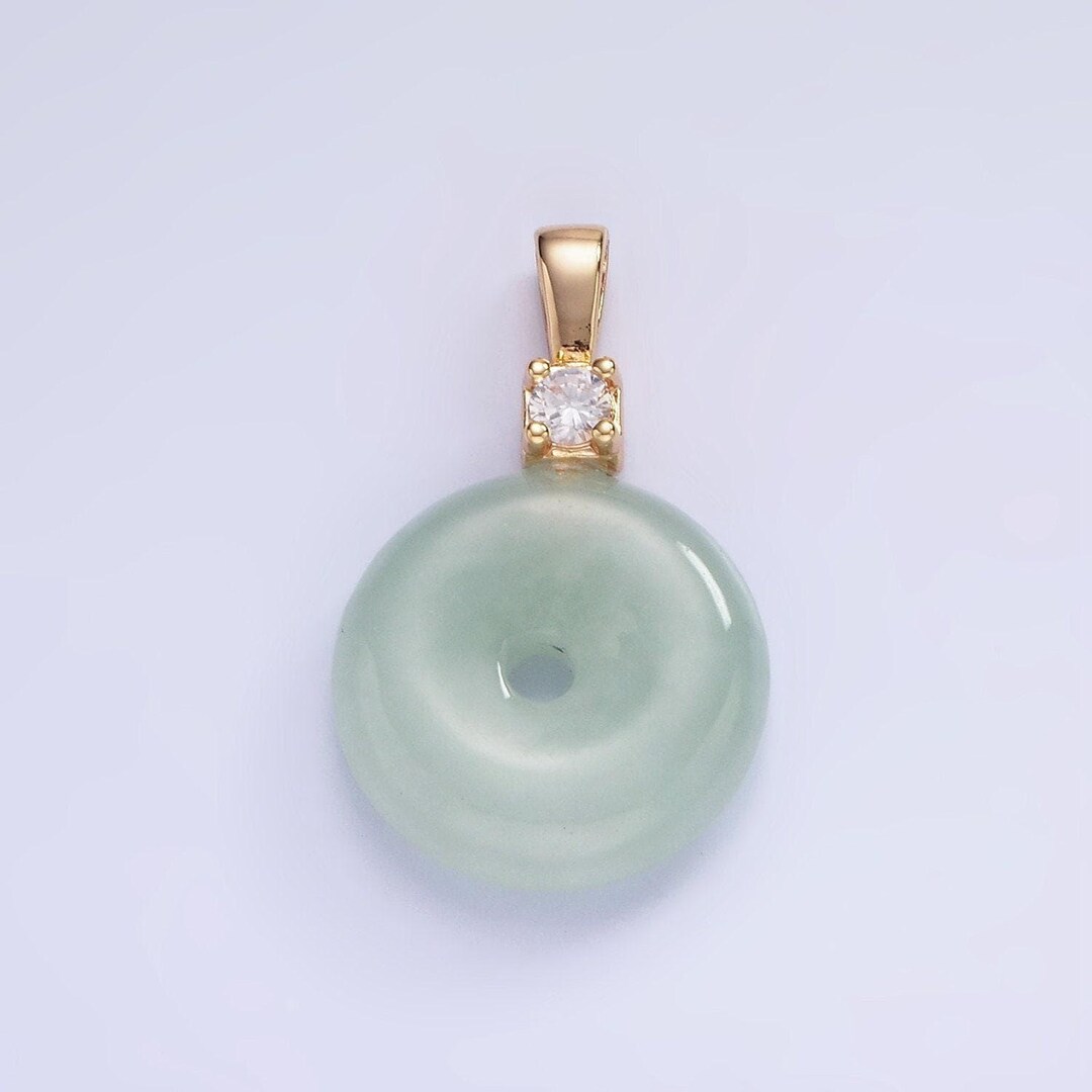 14k Gold Filled 25mm Donut Jade Cz Bail Pendant | Ah-136 - Etsy