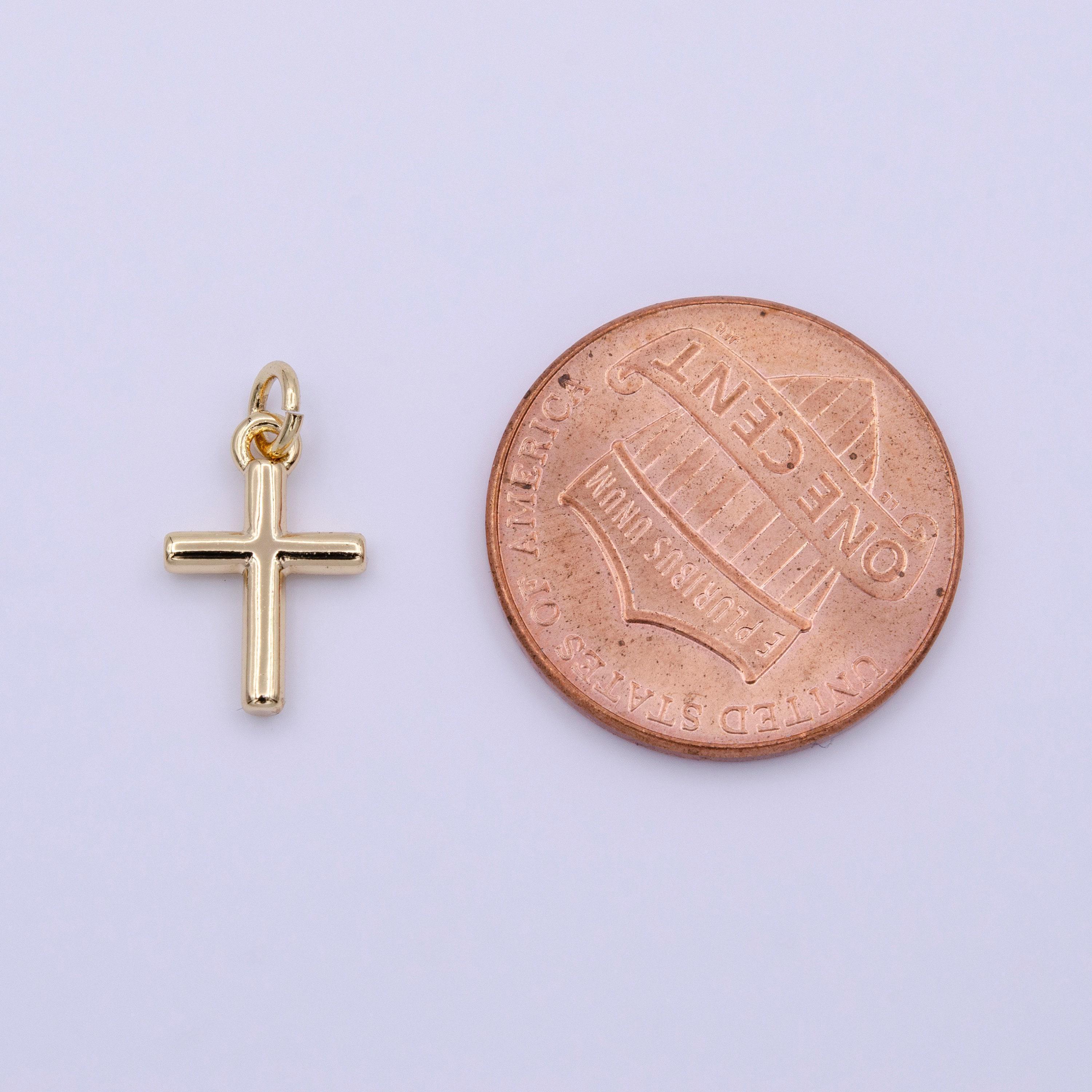 Mini 18k Gold Filled Cross Charm, Dainty Minimalist Cross Pendant, Diy ...