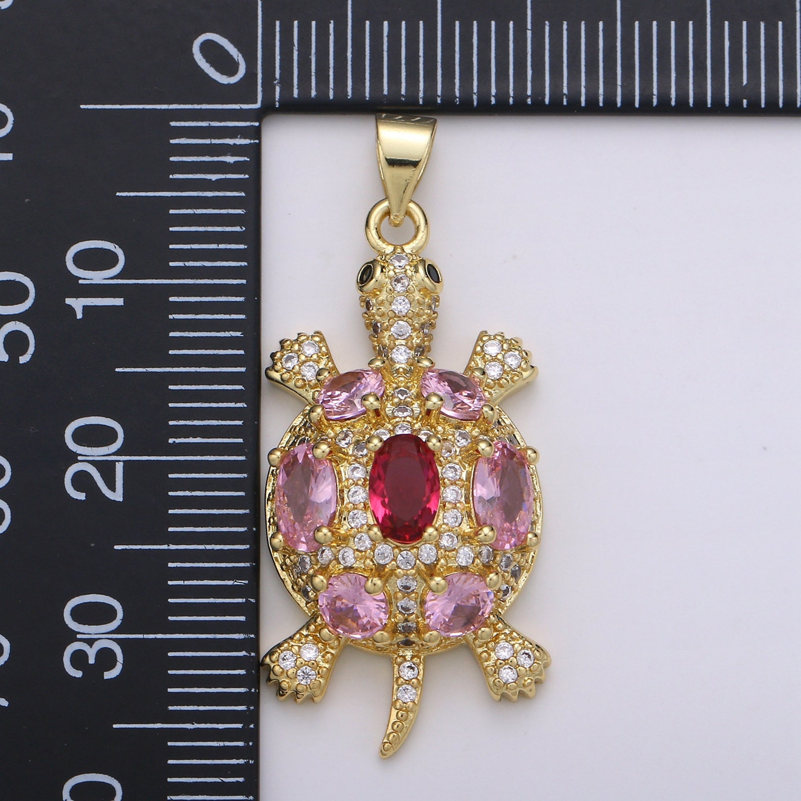 Red Tortoise Gold Micro Pave Charm Cubic Zirconia Turtle - Etsy