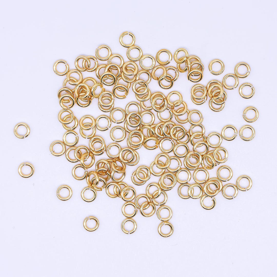 24K Gold Filled 5mm Classic Tiny Round Jump Ring Findings in Gold ...