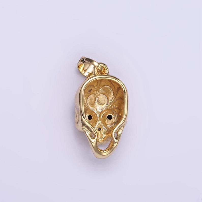 24k Gold Filled Black Eye Yelling Skull Skeleton Pendant | Ah-202 - Etsy