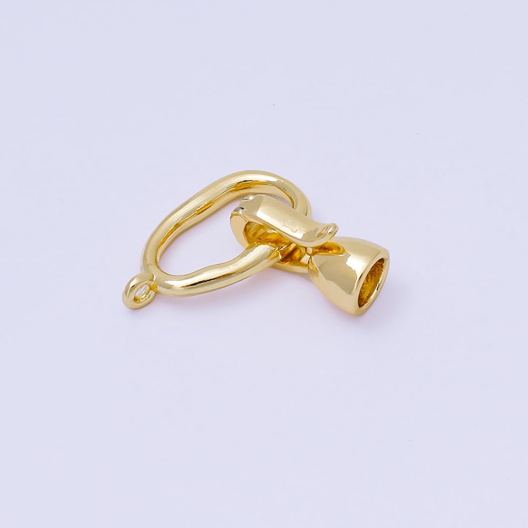 Dainty Gold Bail Charm Holder for Rope String Cord With Loop Tube Bails ...