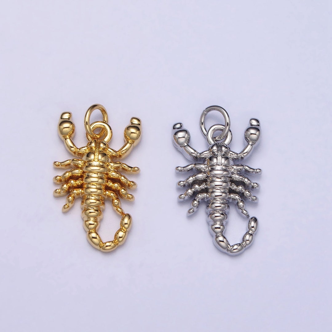 Scorpio Charm Gold Plated Over Brass Animal Pendant Zodiac Charm ...