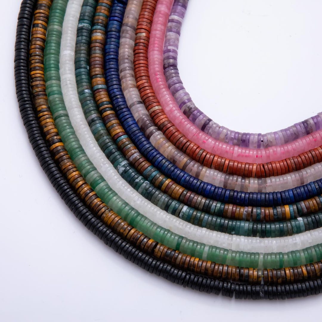 Dark Colorful Gemstone Rondelle Beads 6.4x1.5 Mm Mix Color Fall Winter ...