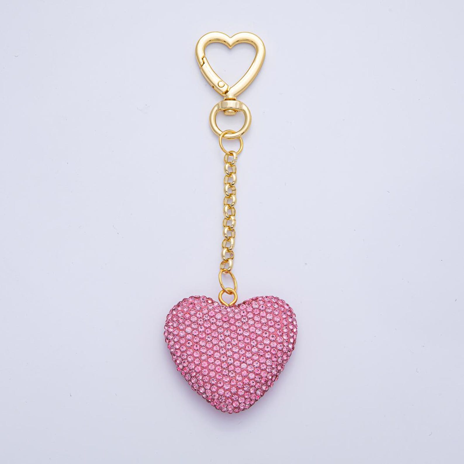 18K Heart Shaped Gold Filled White Red Pink Bedazzled Heart Bag Crystal ...