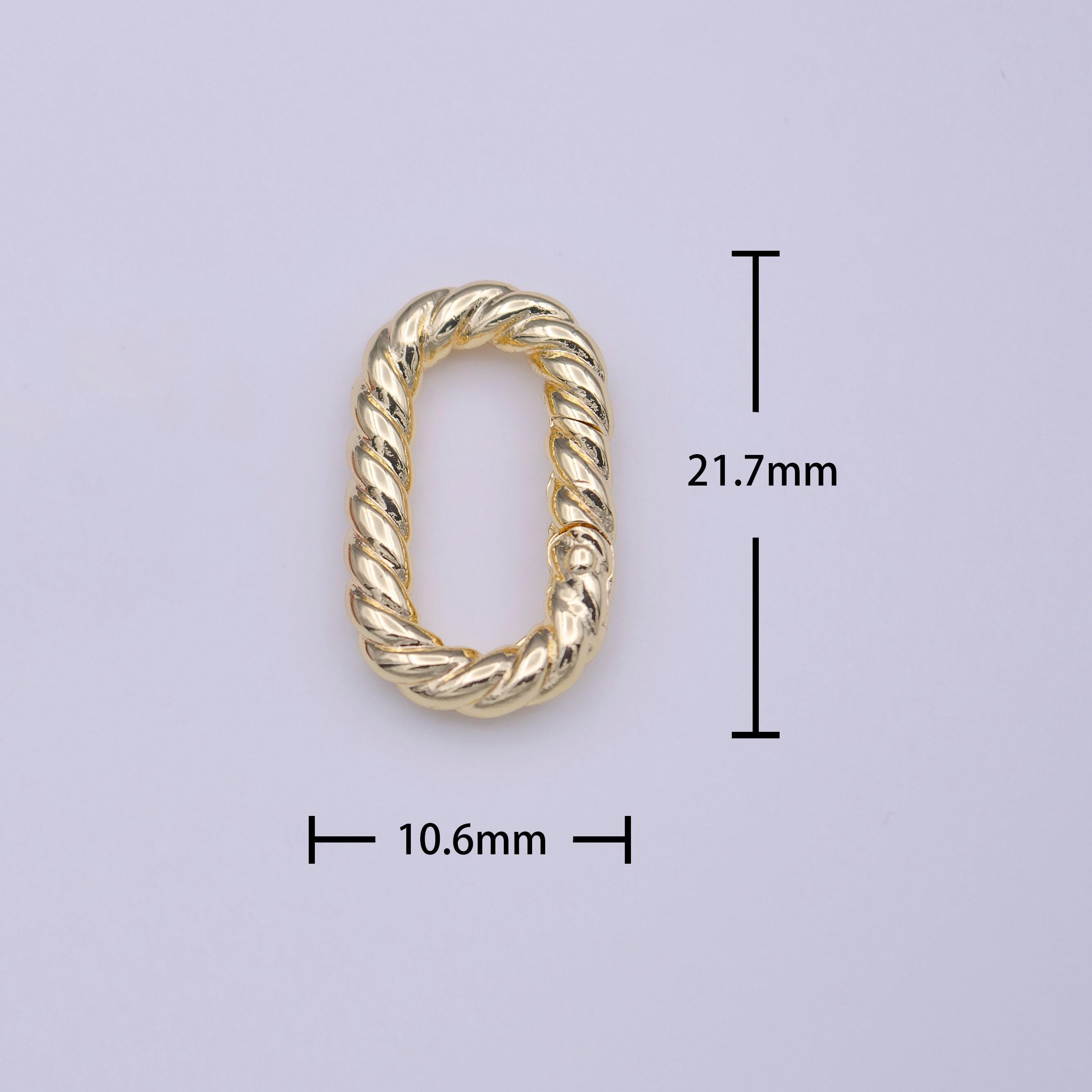 Mini Twisted Rope Oval Gold Push Gate Ring 19.5x11.7mm Oval Twisted ...