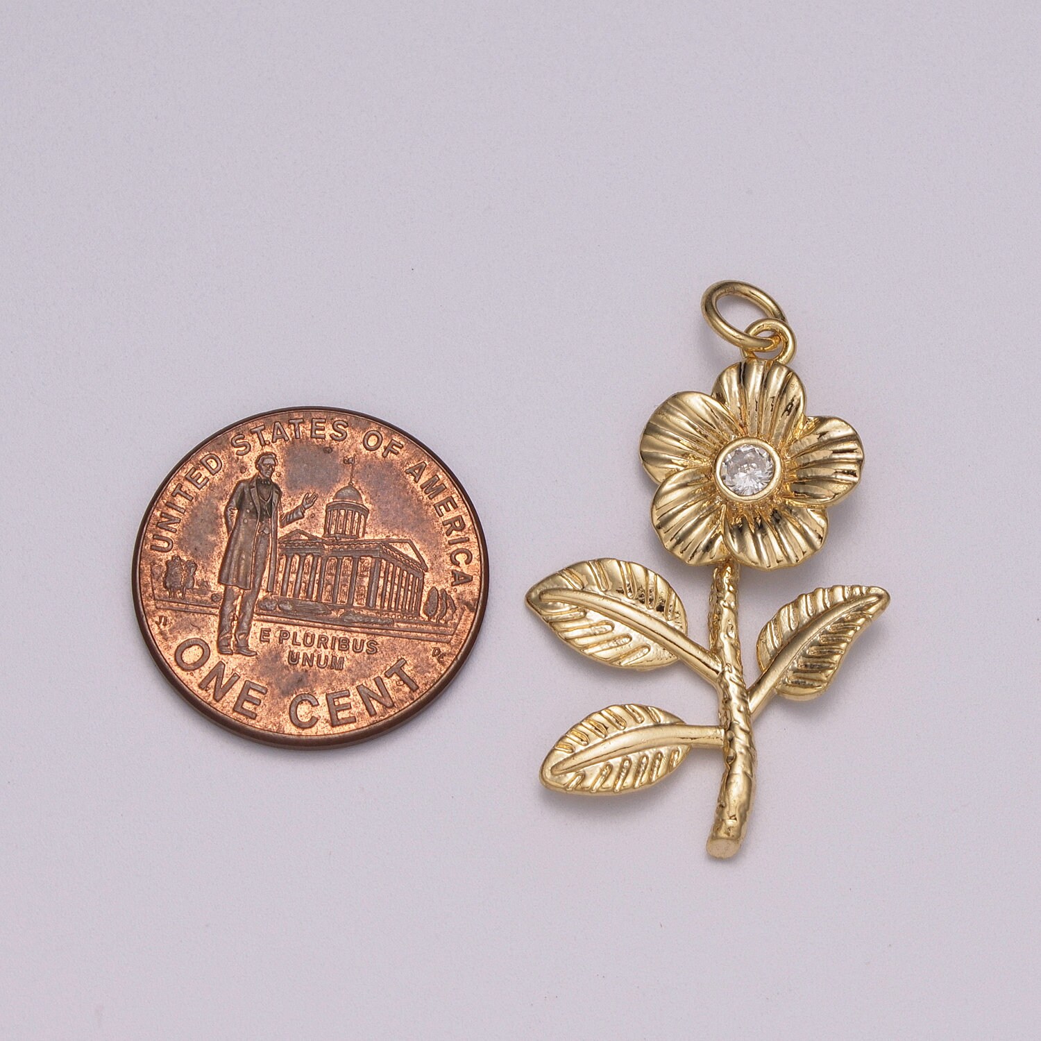 Mini Daisy Charm Gold Micro Pave Flower Charm Clear Cubic - Etsy