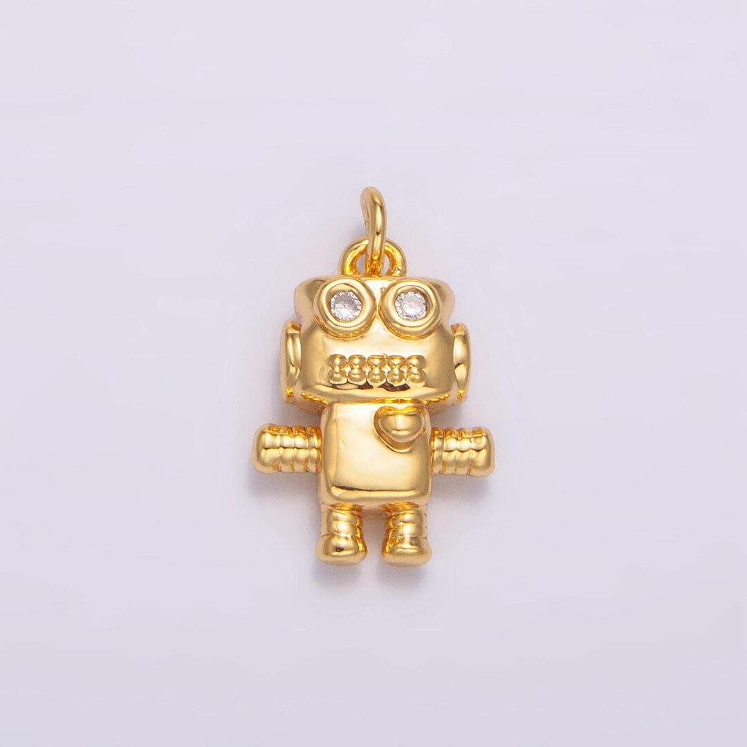 Mini Gold Robot Charms 3d Robot Jewelry for Bracelet Necklace Earring ...