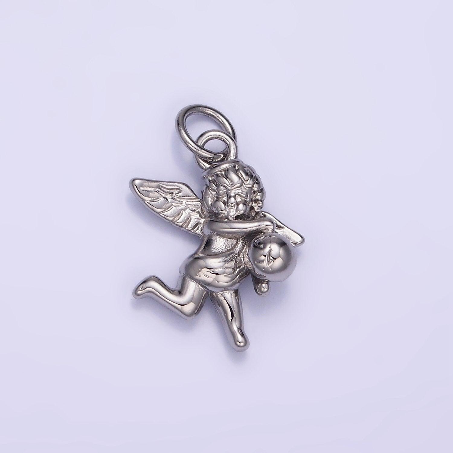 14k Gold Filled Ball Running Cherub Baby Angel Charm in Gold & Silver ...