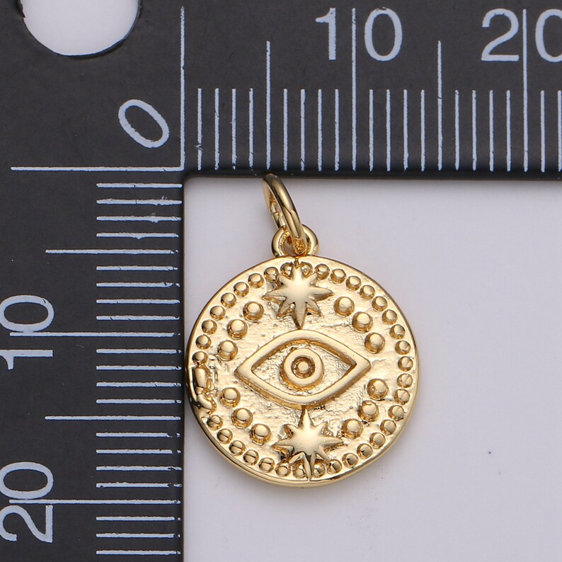 Gold Evil Eye Round Circle Charm Medallion Coin Round - Etsy