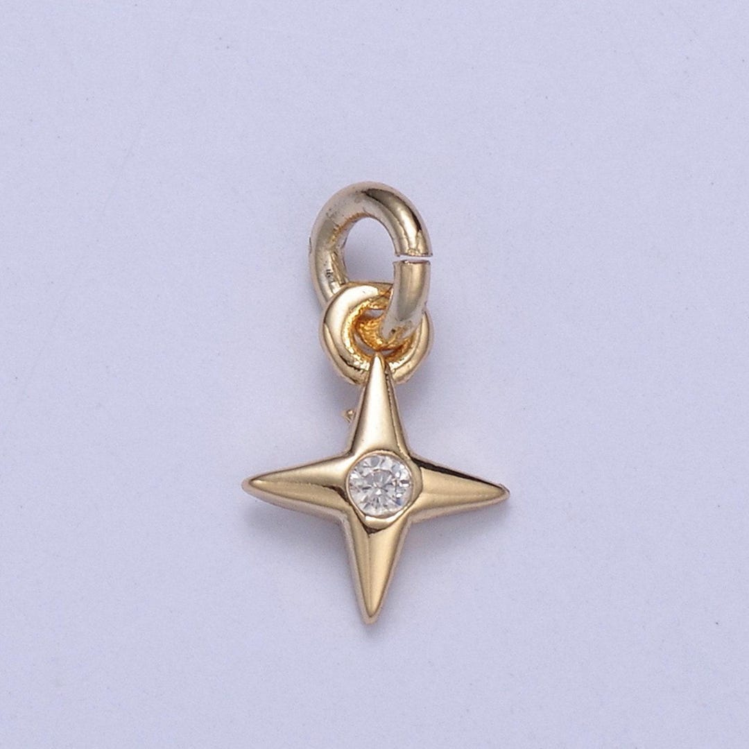 Tiny North Bright Stars Charm Cz Charm in Gold Micro Pave Cz Bright ...