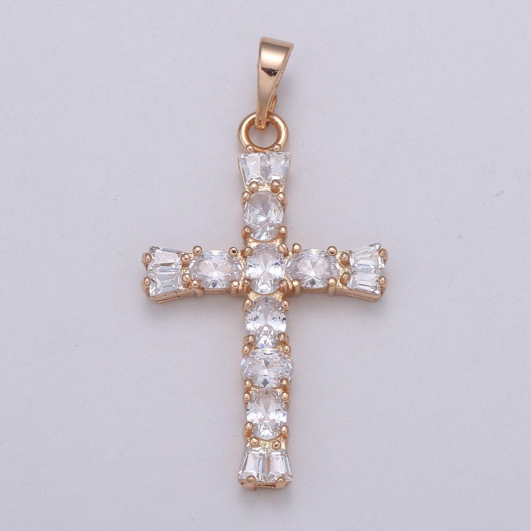 Clear Crystal Cross Gold Filled Pendants J-273 - Etsy