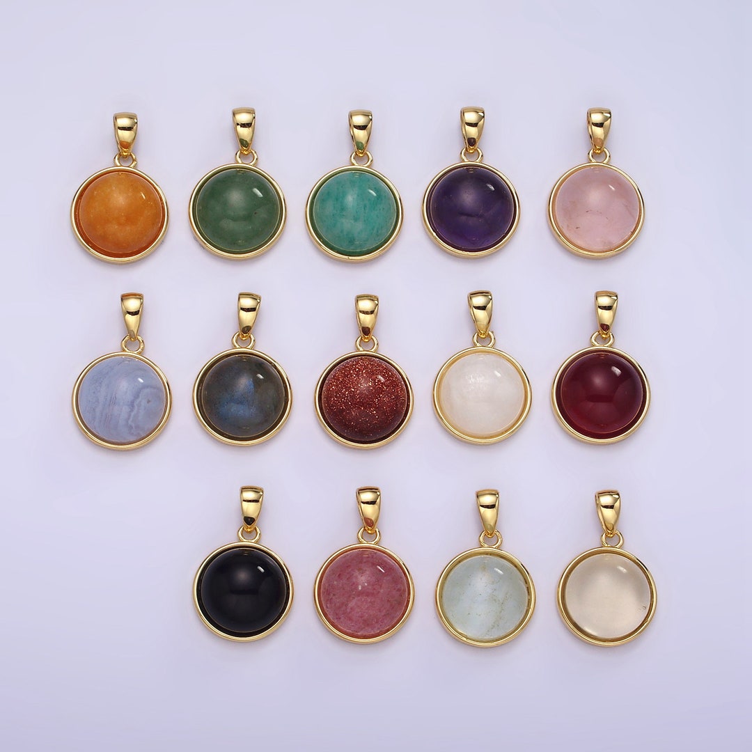 Gemstone Pendant Necklace Rose Quartz, Amethyst, Labradorite Green Jade ...