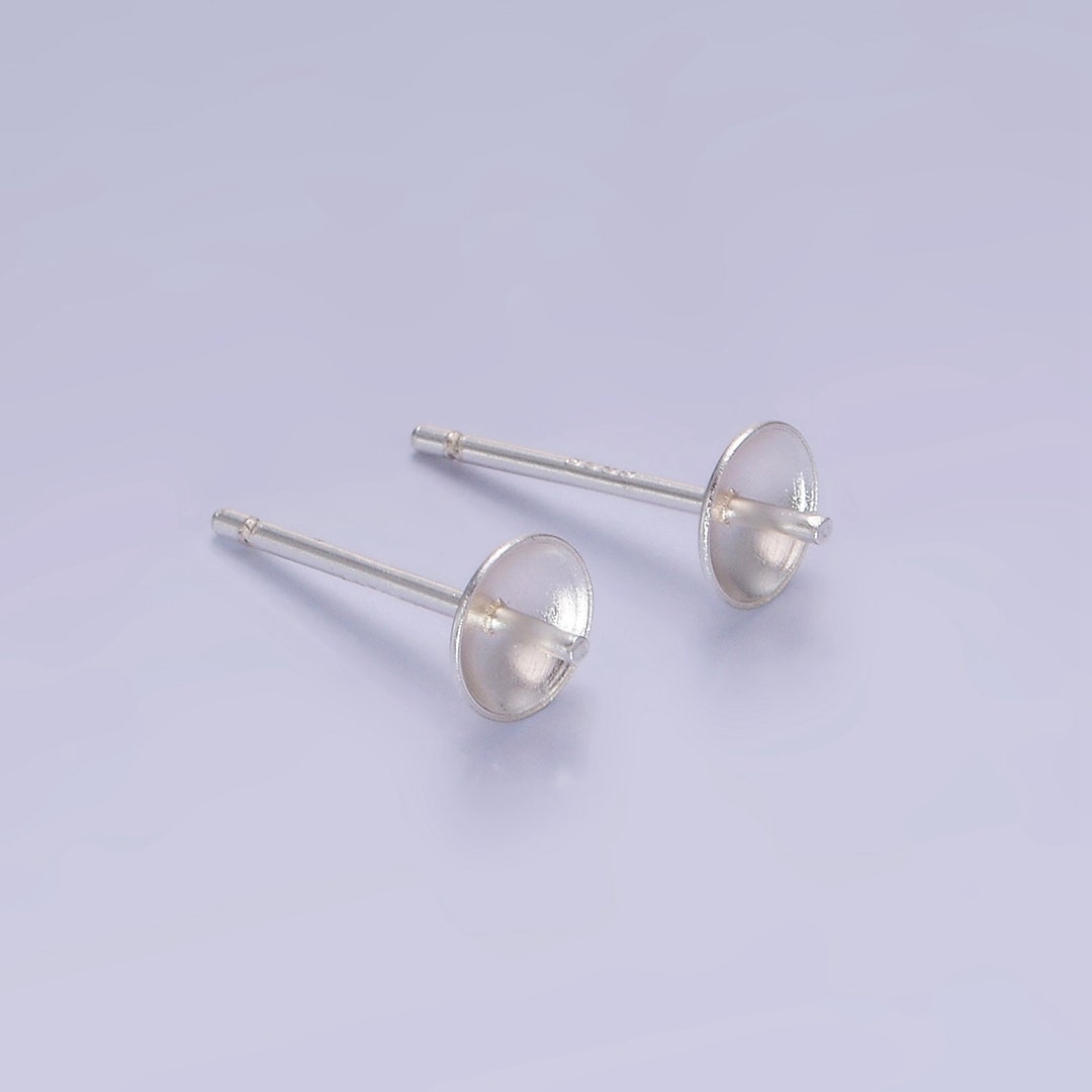 1 Pair S925 Sterling Silver Drill Post Stud With Peck Earrings Findings ...