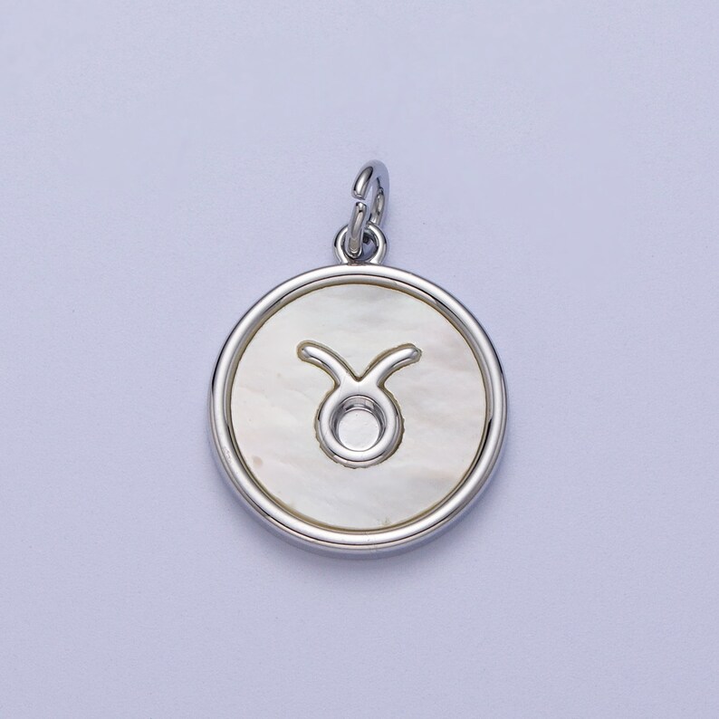 Shell Pearl Silver Zodiac Signs Medallion Pendant White Gold - Etsy
