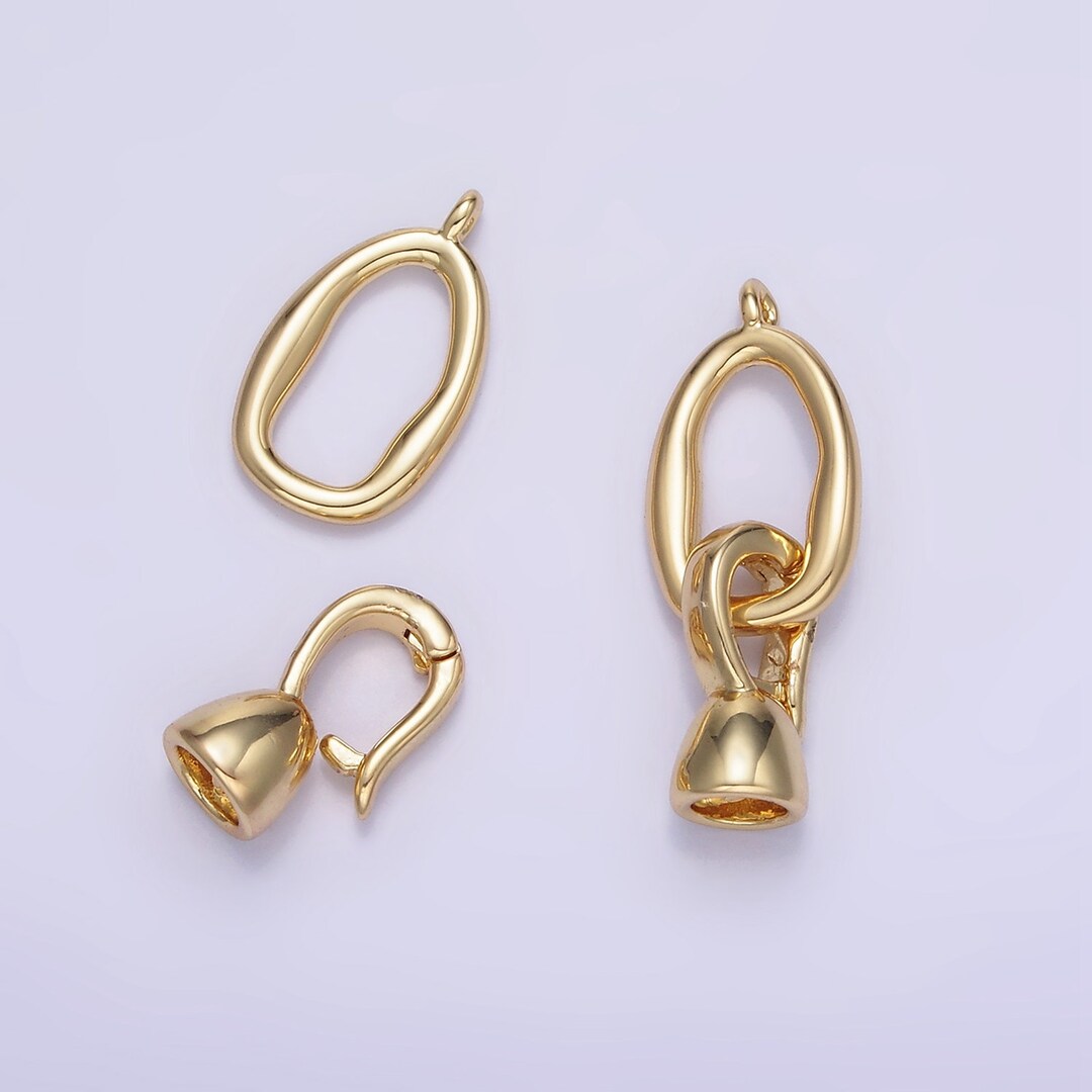 Dainty Gold Bail Charm Holder for Rope String Cord With Loop Tube Bails ...