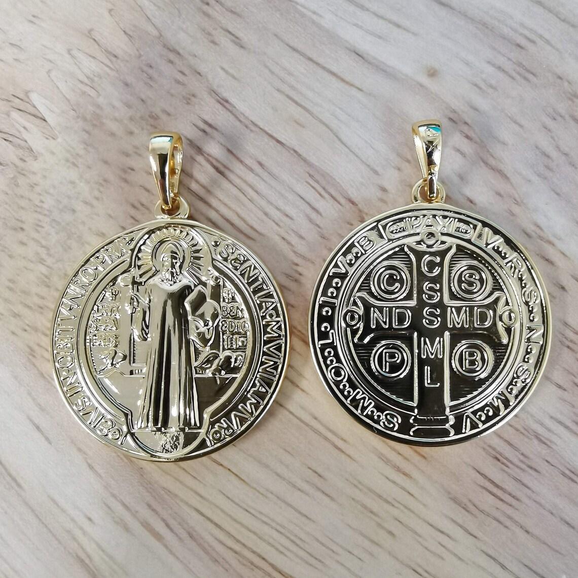 Coin Saint Benedict Charm Medallion Santo Benedicto Religious - Etsy