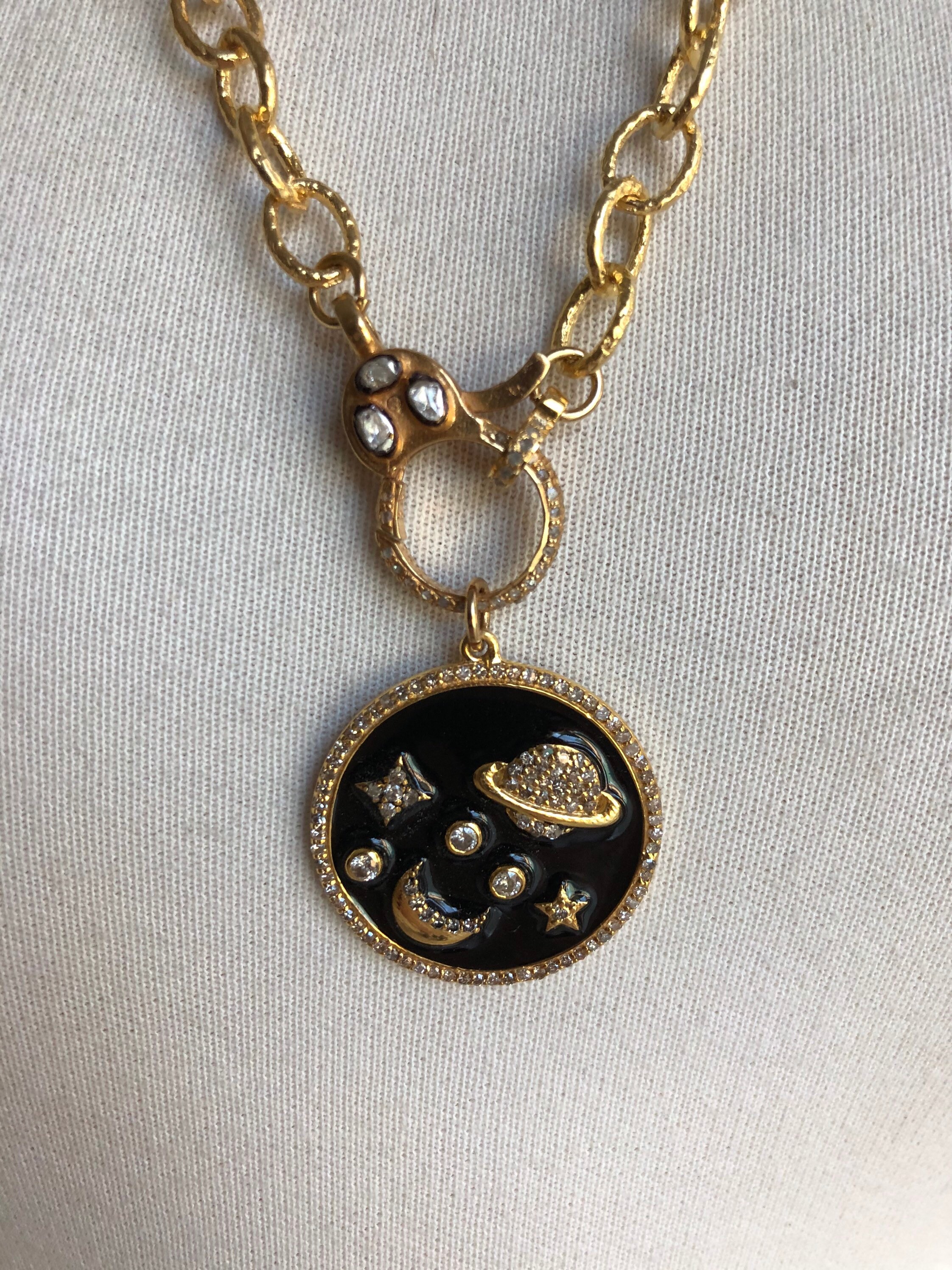 Celestial Pendant Necklace With Pave Diamonds - Etsy