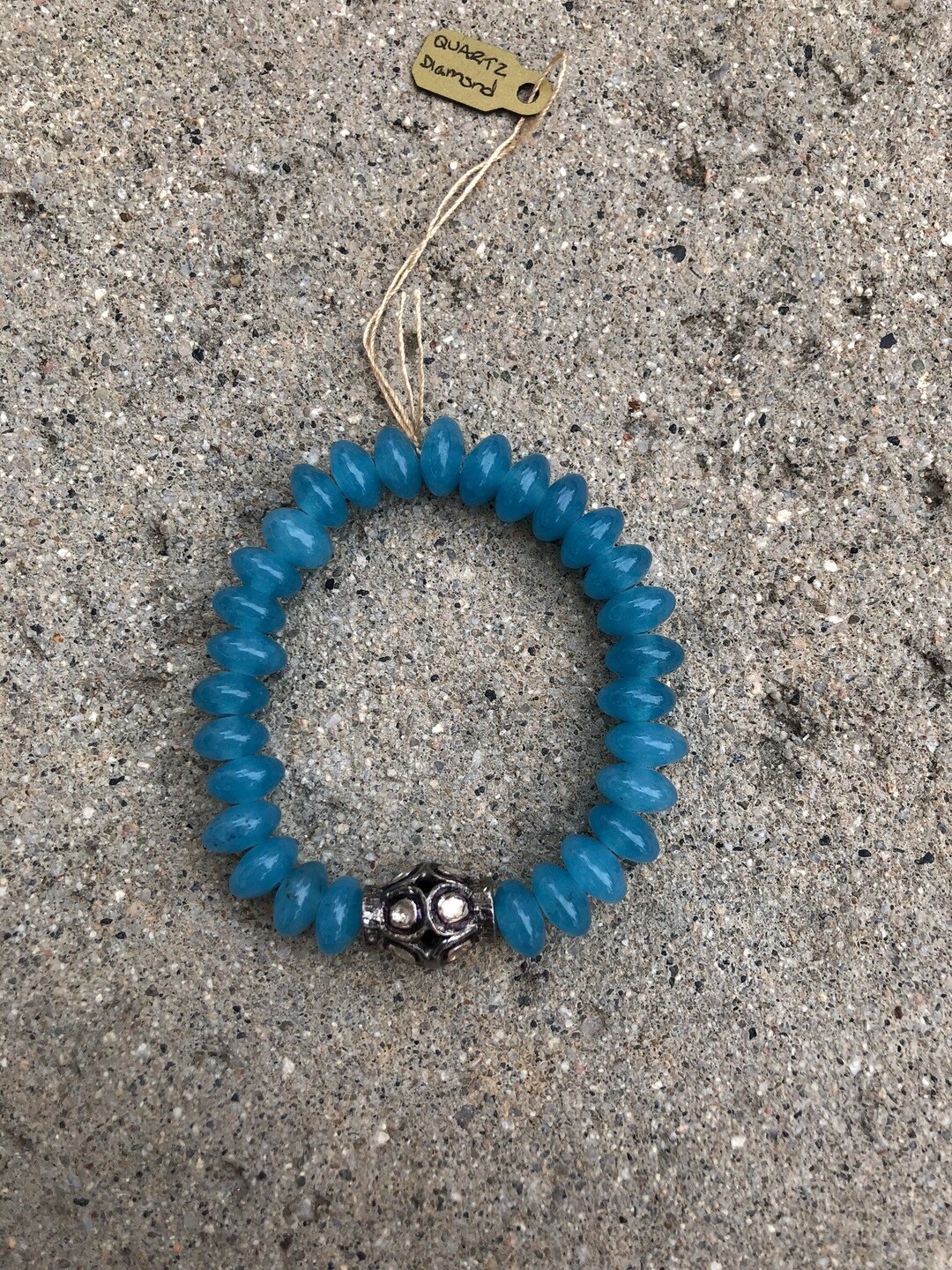 Sky Blue Quartz & Polki Diamond Bead Stretch Bracelet - Etsy